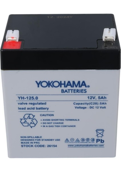 Yokohama YH-125.0 12 Volt - 5 Amper Akü (90 x 70 x 101 Mm) Fiyatı
