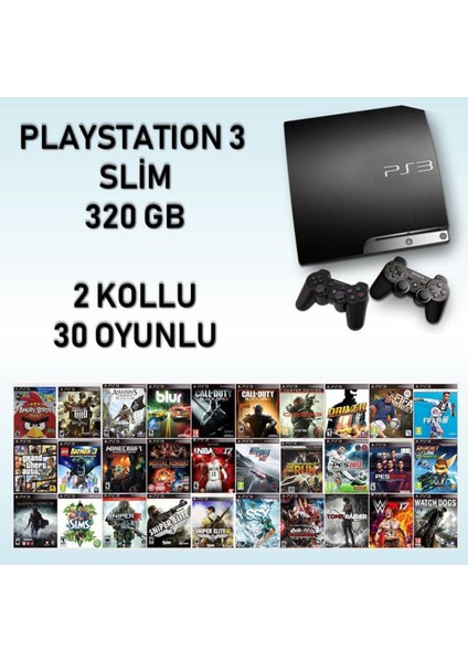 Ps3 Slim 320 GB + 2 Kol + Full Oyun Yüklü ( Teşhir ) Fiyatı