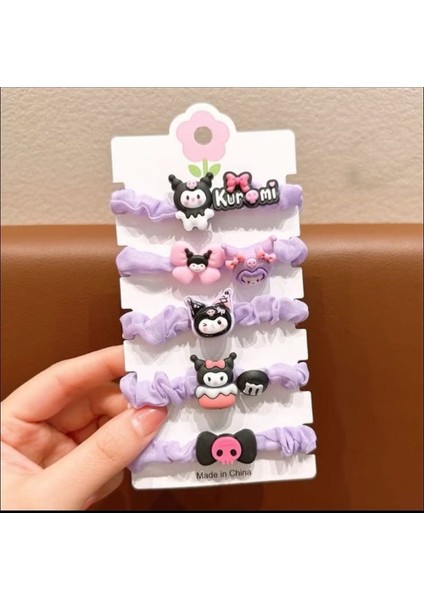 Kuromi Sanrio Kawaii Kore 5li Lastik Simit Saç Toka Set Fiyatı