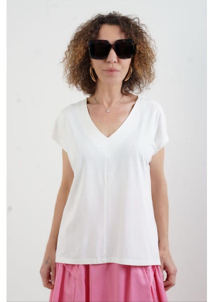 Zelish My Sister Ekru V Yaka Japone Kol Bluz Fiyatı