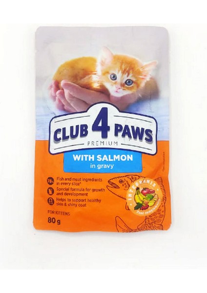 CLUB4PAWS Somonlu Prem.pouch Yavru Kedi Mama 80 gr x 6 Adet Fiyatı