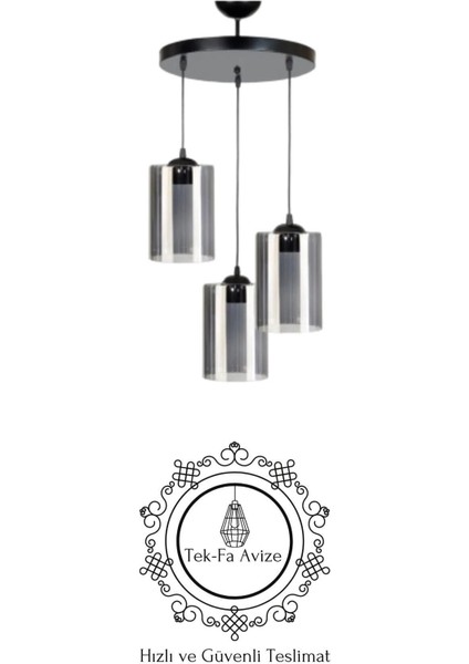 Teknotrust Serap 3'lü Modern Dekoratif Füme Camlı Sarkıt Fiyatı