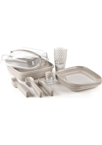 Lovely Piknik Seti 6 Kişilik 32 Parça / Bej Fiyatı