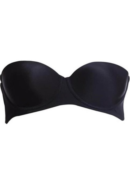 Siyah Emay 702 Sırtı Şeffaf Straplez Sütyen Push-Up Fiyatı
