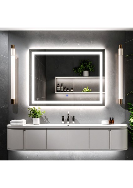 Rectango Beyaz Led'li Lazer Kumlamalı Lavabo & Banyo Aynası Fiyatı