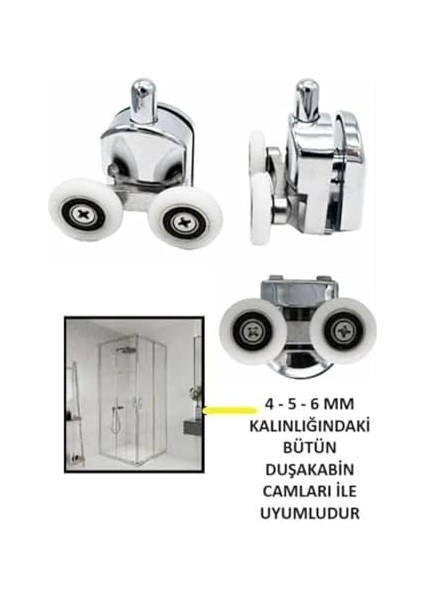 Tekerlek Duşakabin Tekerleği Alt Cam Rulman Krom Teker 23 mm Fiyatı