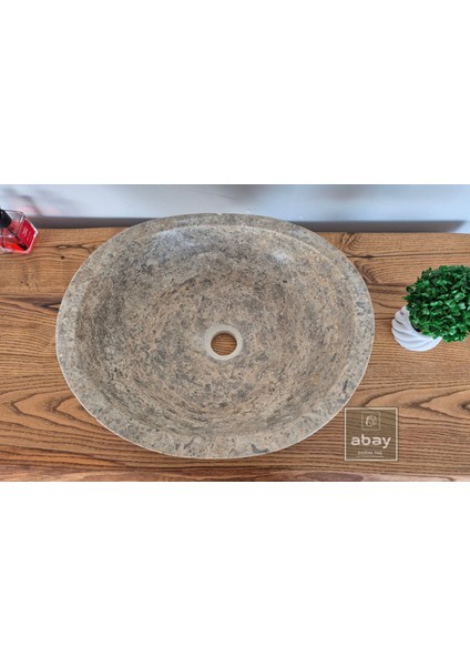 Abay Doğal Taş Gümüş Traverten Midi Elips Lavabo Fiyatı