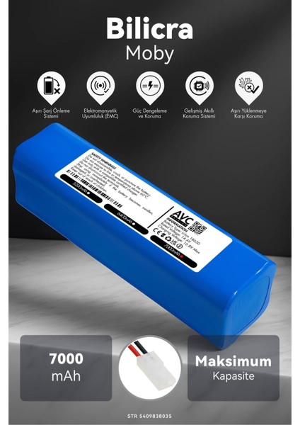 Bilicra Moby 7000MAH Robot Süpürge Bataryası - Uzun Ömürlü Fiyatı