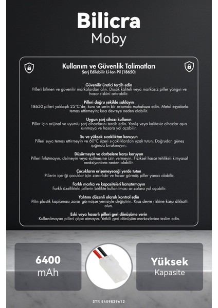 Bilicra Moby 6400MAH Robot Süpürge Bataryası – Çok Katmanlı Fiyatı