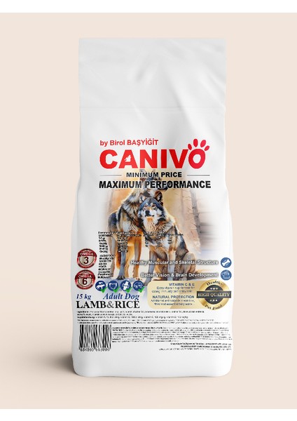 Canivo Yetişkin Köpek Maması 15 kg Kuzu ve Pirinç İçerikli Fiyatı