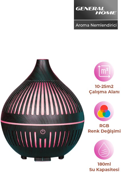 B34 180ML Ultrasonik Aromaterapi Nemlendirici, LED Işıklı Fiyatı