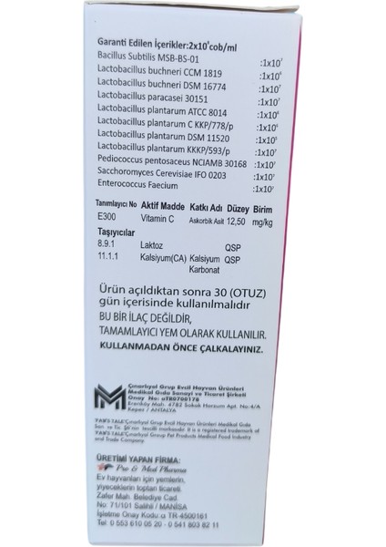 Paws Tale Pro Biflor Liquid Kedi Köpek Probiyotik 100 ml Fiyatı
