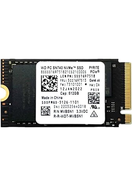 WD PC SN740 512GB 2242 M.2 NVMe SSD - OEM [KUTUSUZ] Fiyatı