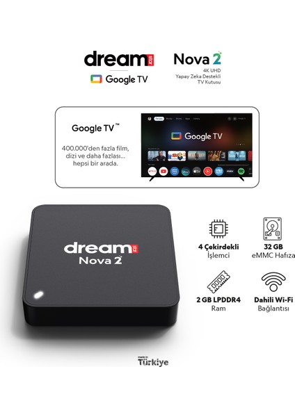 Dreamstar Nova 2 4K Lisanslı Android TV Box 2GB RAM Wi-Fi Fiyatı
