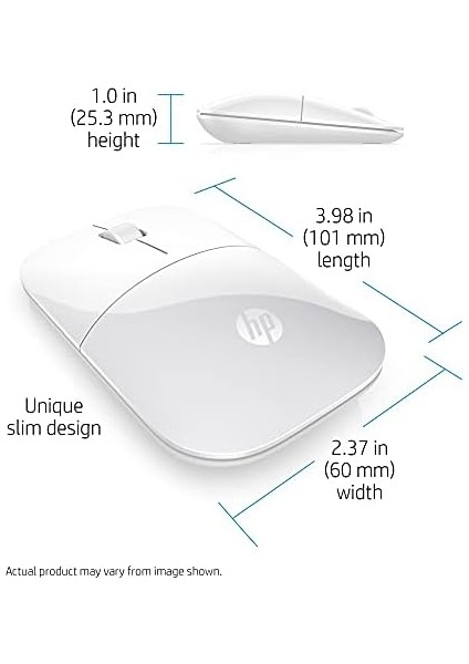 Hp Z3700 V0L80AA 3 Tuş 1200DPI Optik Beyaz Kablosuz Mouse Fiyatı