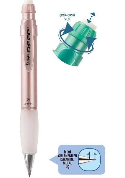 Serve Deep Versatil Metalik Rose Kalem 0.7 Mm (3038) Fiyatı