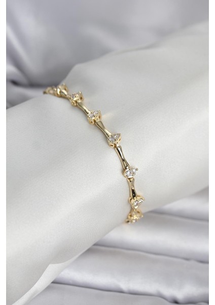Değirmen Grup Pirinç Gold Renk Damla Model Zirkon Taşlı Fiyatı