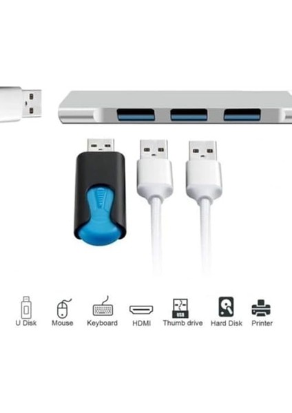 Canarino 3453 Type-C 3.1 To USB Hub 4 Port Metal USB Fiyatı