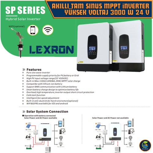 Lexron Akıllı Tam Sınus Mppt Yüksek Voltaj 3000 Watt 24 Volt Fiyatı Lexron Akıllı Tam Sınus Mppt Yüksek Voltaj 3000 Watt 24 Volt Fiyatı