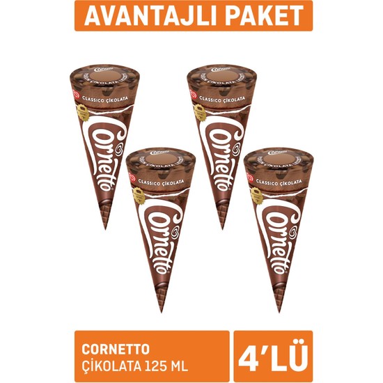 Cornetto Çikolata 125 ml x 4 Fiyatı - Taksit Seçenekleri