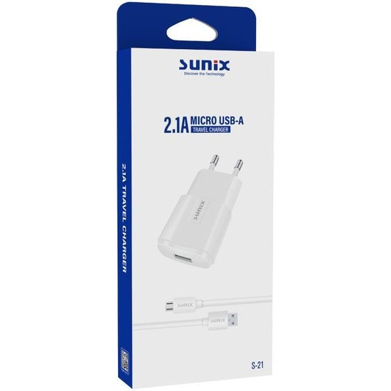Sunix 2.1A Usb-A Girişli Micro Şarj Aleti Seti Beyaz S-21 Fiyatı