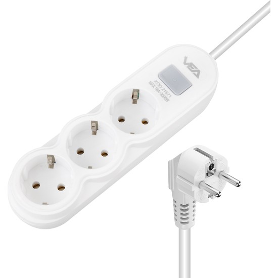 Lemra Vea VA-21571 3lü 1.5 Metre Kablolu Anahtarlı Beyaz Fiyatı