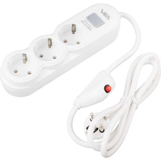 Lemra Vea VA-21571 3lü 1.5 Metre Kablolu Anahtarlı Beyaz Fiyatı