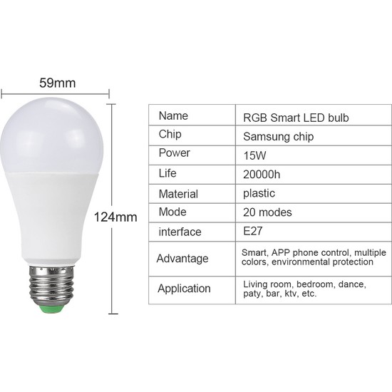Pabiflo 30 Mod Kısılabilir E27 Rgb LED Akıllı Ampul, 15W Fiyatı