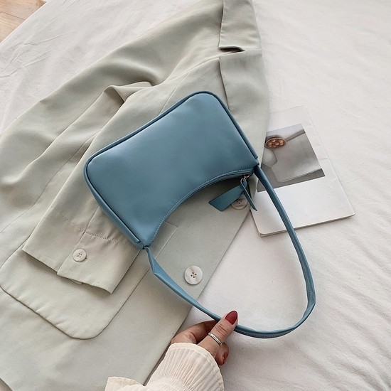 Qiuming Shop Mavi Stil Retro Kadın Çantaları Rendy Vintage Fiyatı