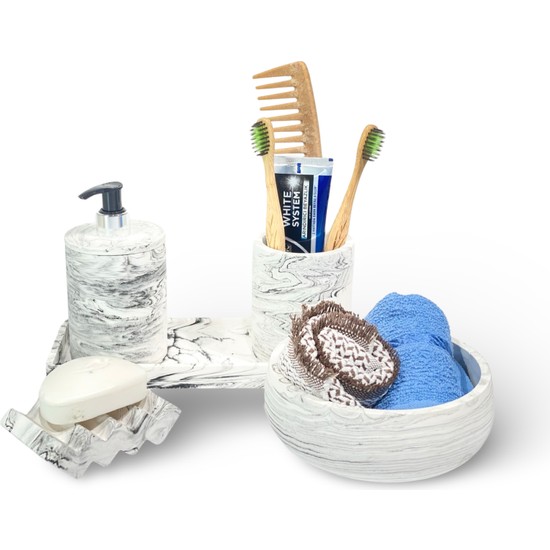 Chiko Mall 5 Li Havluluklu Banyo Aksesuar Takımı - Mumluk ve Fiyatı