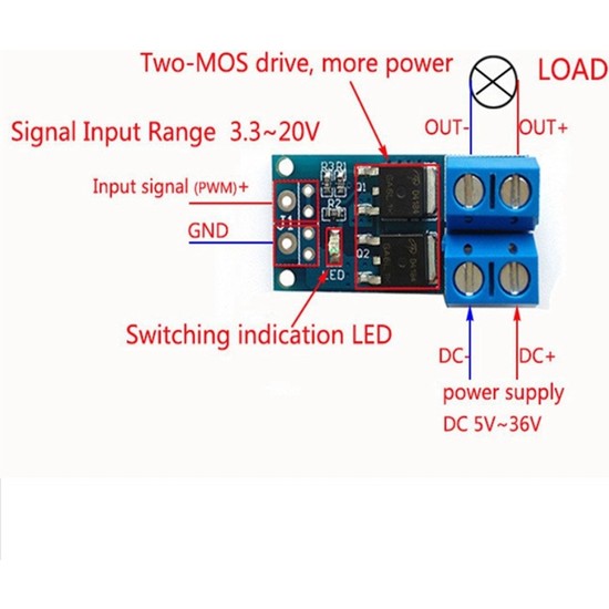 IHaospace 6 Pieces 15A 400W Dual High Power Mosfet Trigger Switch Drive ...