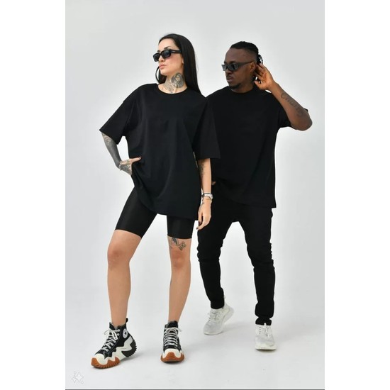 Melia Fashion Unisex Basic Bisiklet Yaka Oversize T-Shirt - Fiyatı