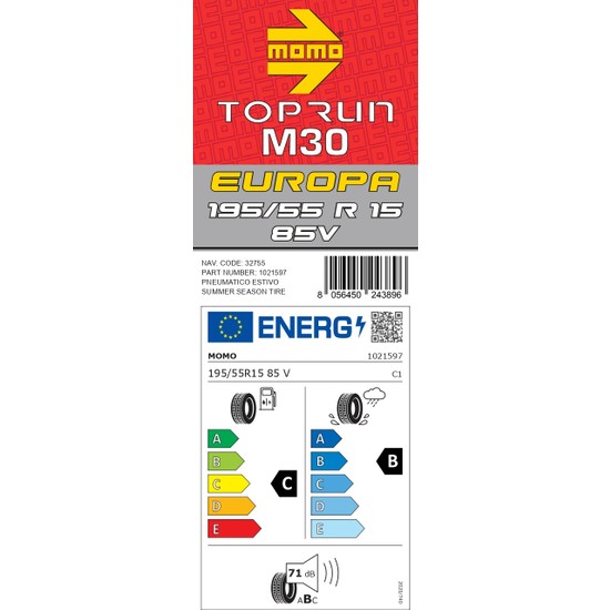 Momo 195/55 R15 85V M30 Toprun Oto Yaz Lastiği ( Üretim Fiyatı
