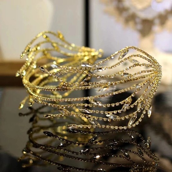 Qiuhong Shop TS-8032-ALTIN 2022 Retro Lüks Gelin Saç Bandı Fiyatı