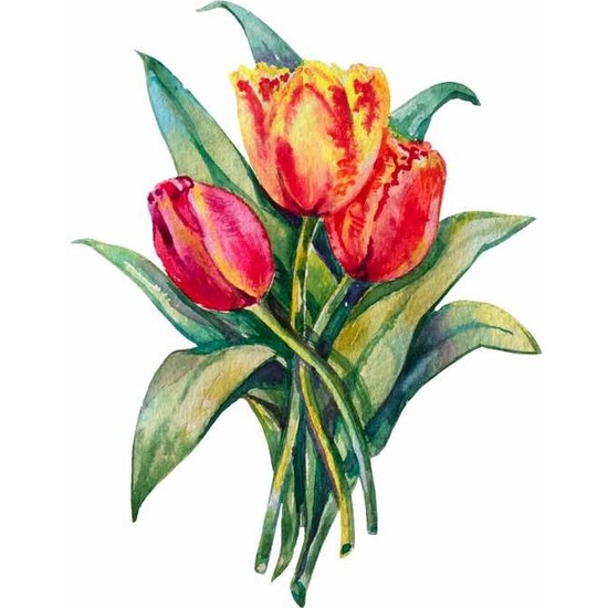 Movas Sanat Rengaren Bir Lale Buketi | Elmas Mozaik Tablo | Fiyatı