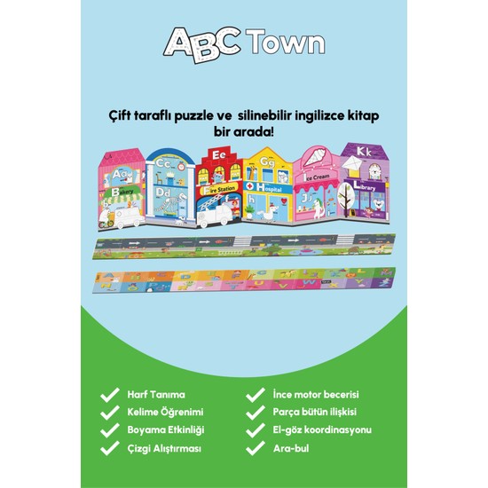 Abc Town Multi Activity Set, Wipe Clean Foldable Book and Kitabı