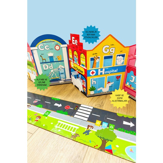 Abc Town Multi Activity Set, Wipe Clean Foldable Book and Kitabı