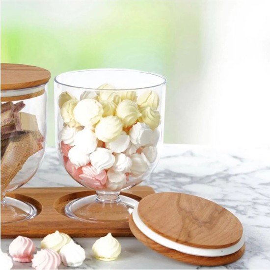 Wlln Candy Saklama Kabı Seti 1.5 L Vakumlu Ahşap Kapak 3 Fiyatı