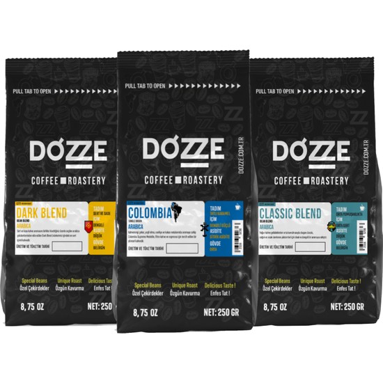 Dozze Coffee And Roastery Kahve Tanışma Seti B 3x250 gr Fiyatı