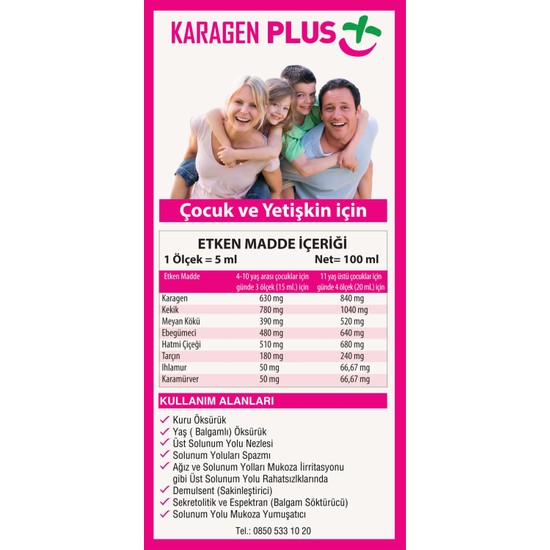 Karagen ve Karamürver Içeren Sıvı Takviye Edicici Gıda 100 Fiyatı