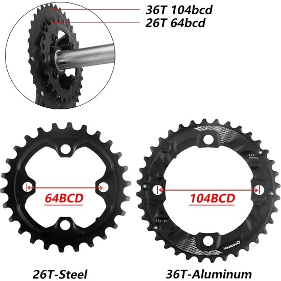 Liangduo Shop 26T ve 36T Stili Prowheel Bcd Mtb Bisiklet Dişlileri Çift ...