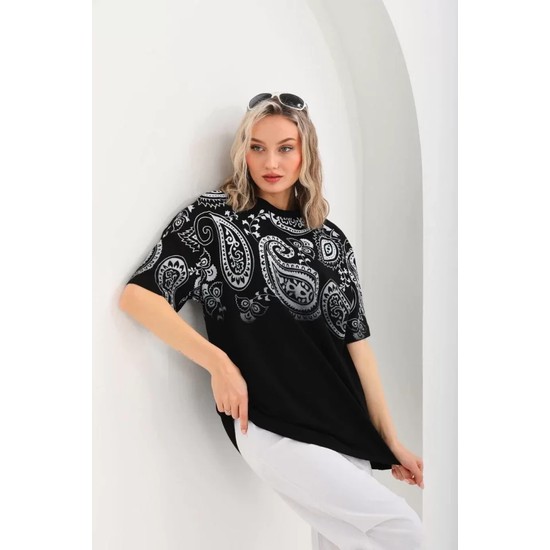 Melia Fashion Baskılı Oversize T-Shirt - Siyah Fiyatı