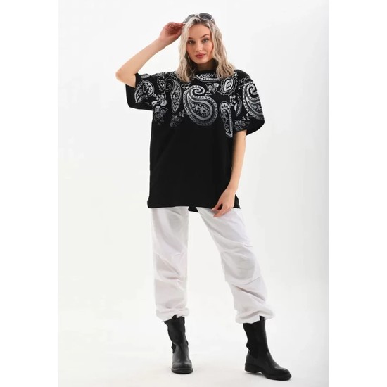 Melia Fashion Baskılı Oversize T-Shirt - Siyah Fiyatı