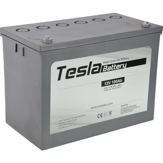 Tesla Akü 12V 100AH Deep Cycle Jel Akü (Yeni Üretim) Fiyatı