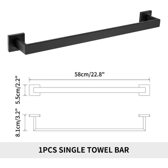 Mingjin Shop2 Tekli Havlu Bar Stili Siyah Mat Banyo Fiyatı