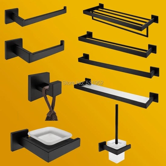 Mingjin Shop2 Tekli Havlu Bar Stili Siyah Mat Banyo Fiyatı