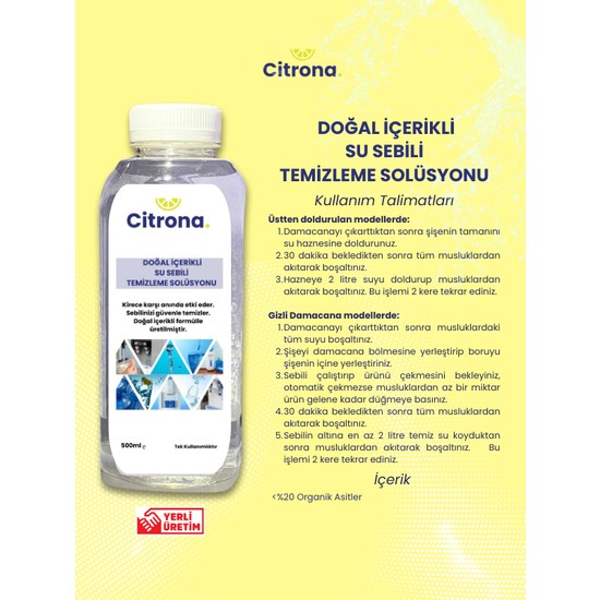 Citrona Doğal Içerikli Su Sebili Temizleme Solüsyonu 2'li Fiyatı