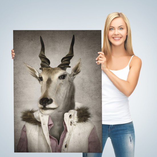 Keçi Kafalı Insan Kanvas TABLO-4986 Fiyatı - Taksit Seçenekleri