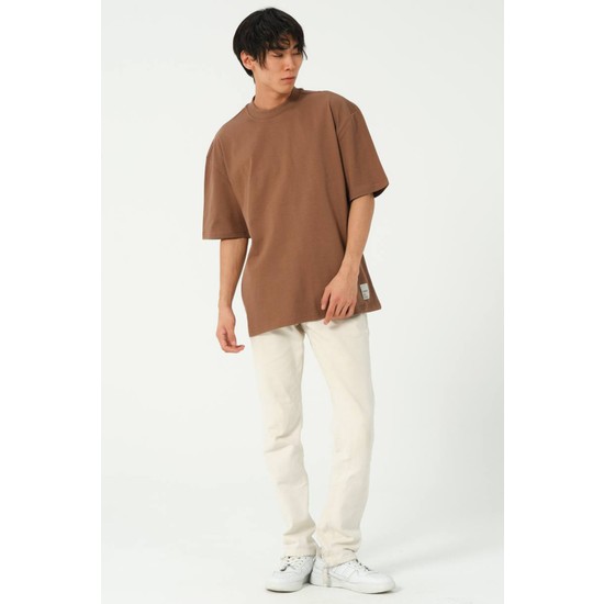 Tena Erkek Kahve Bisiklet Yaka Basic Oversize T-Shirt Fiyatı