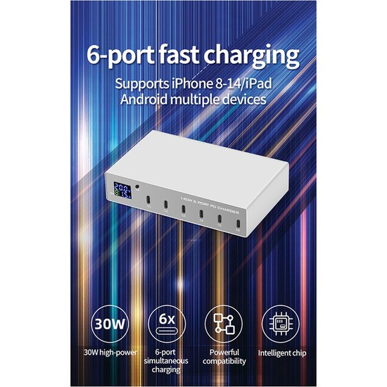 Xin Yue Zhang 140W LED Çoklu Pd Şarj Cihazı 6 Port USB C Fiyatı